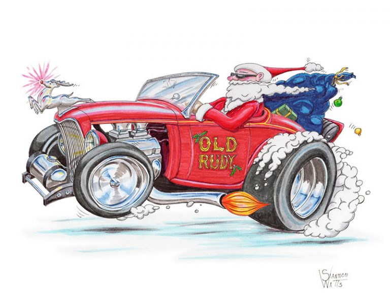 Old Rudy Santa Coupe Print | Shannon Watts Art & Design